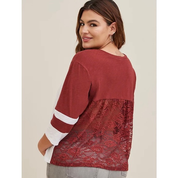 torrid | Tops | 27 Nwt Torrid Lace Back Colorblock Varsity Stripe Tee ...